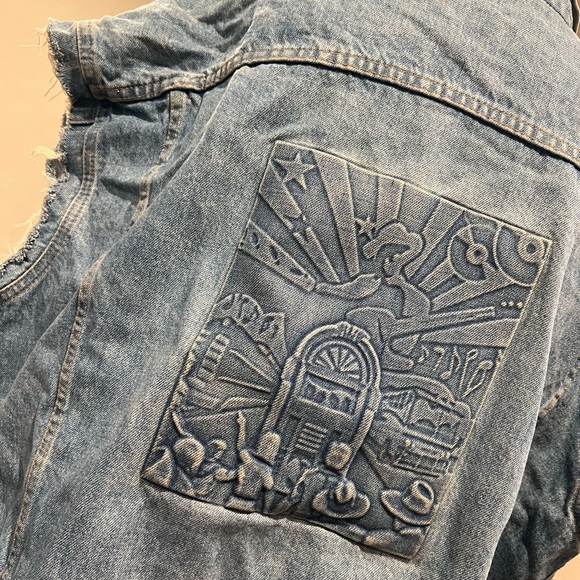 tyca | Jackets & Coats | Tyca Vintage Embossed Denim Vest Cutoff Jacket ...